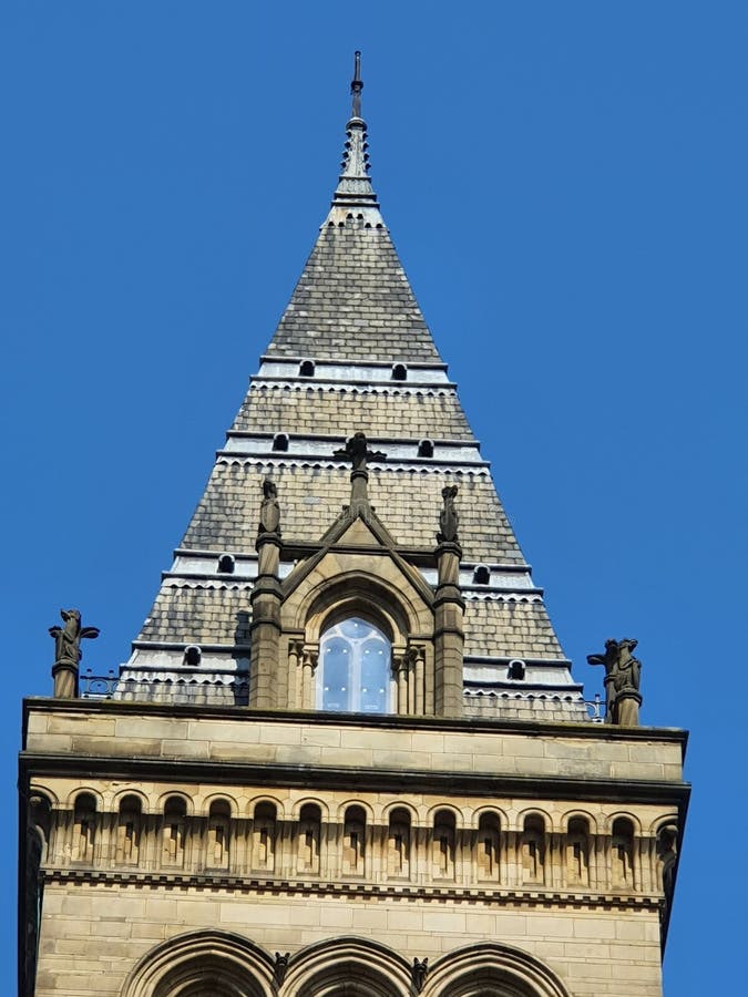 Manchester Rooftop Town Hall Stock Image - Image of tower, church ...