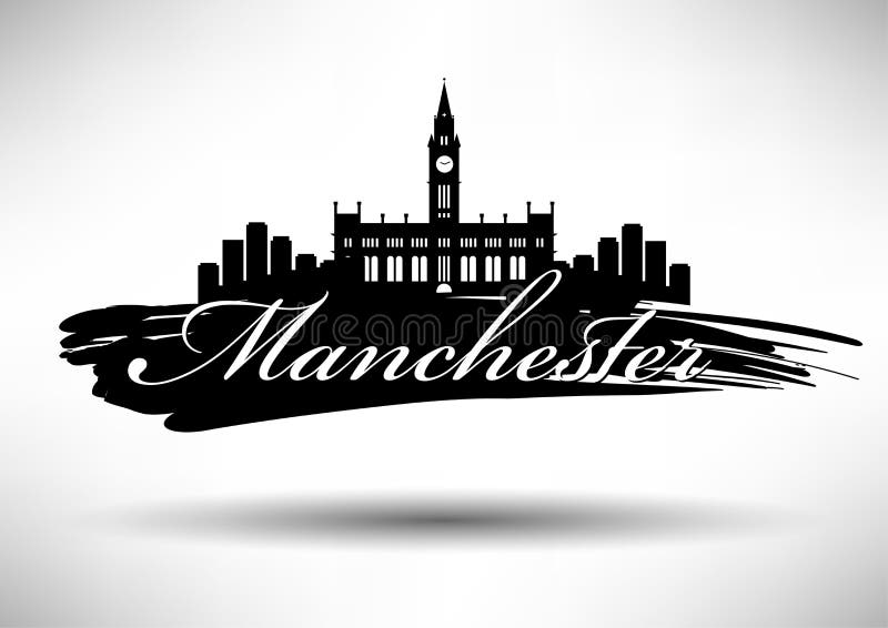 Manchester Skyline with Typography Design Stock Vector - Illustration ...