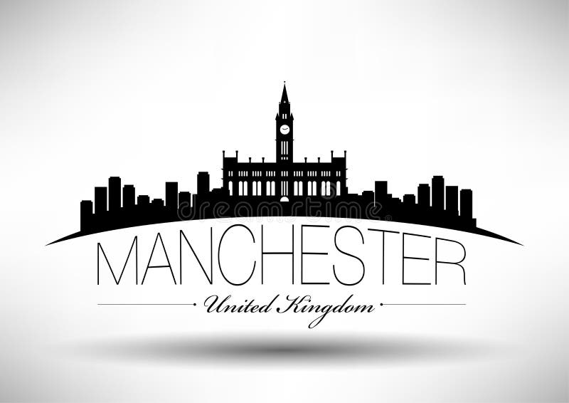 Manchester Skyline with Typography Design Stock Illustration ...