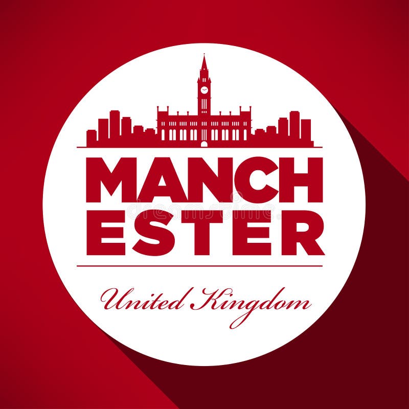 Manchester Skyline with Typography Design Stock Illustration ...