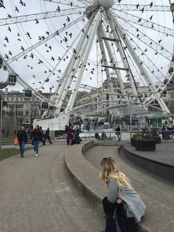 Manchester wheel 3 stock image. Image of shops, night - 5023575