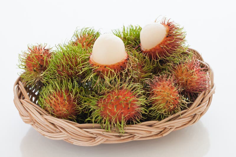 Mand Rode Harige Rambutan Vruchten. Stock Foto - Image of gezond ...
