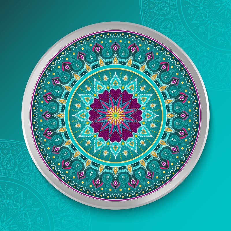 Mandala Square Background with Colorful Floral Mandala Vector Stock ...