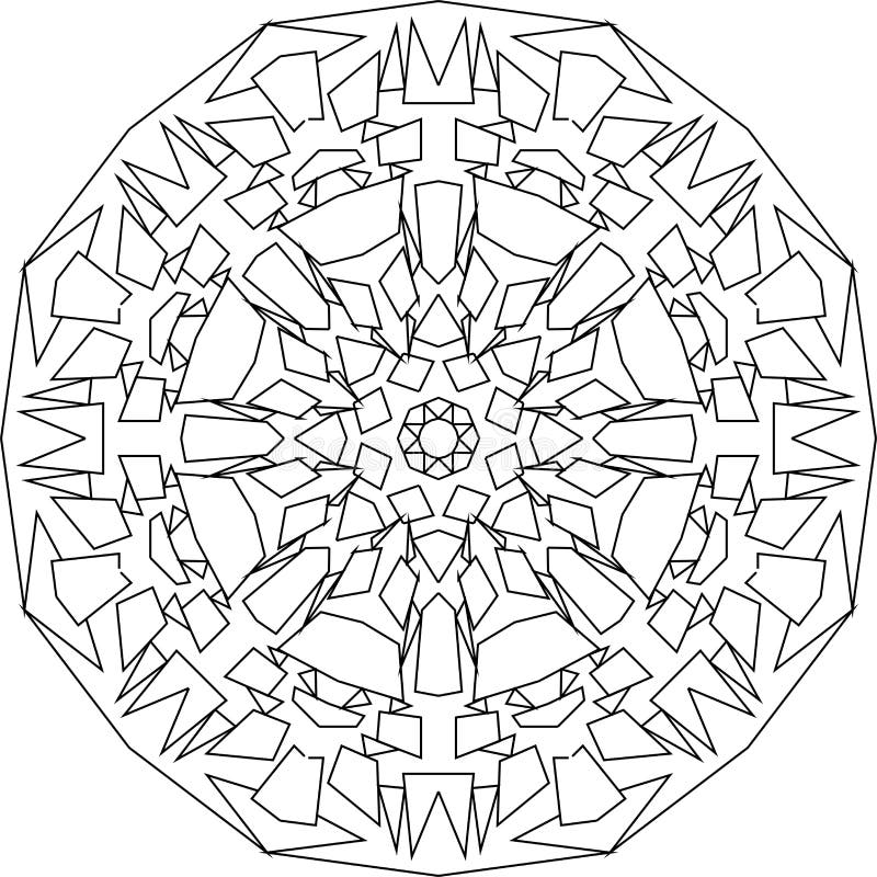 Mandala, Flower Star Ice Flake Scribble Drawing Doodle, Vector Drawing ...