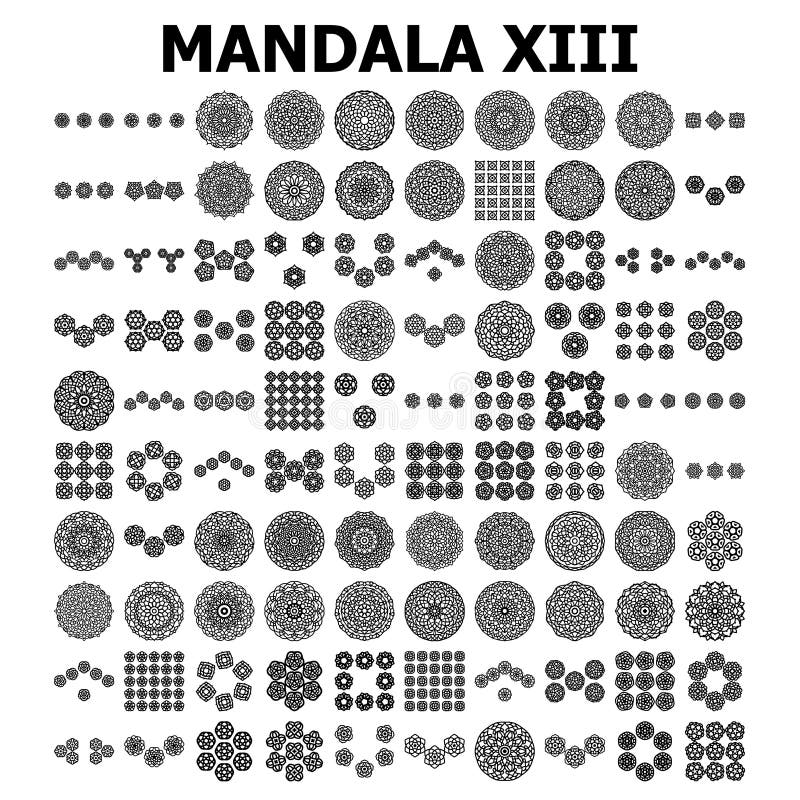 Various Pattern Collections - 100. Mandala Pattern Set. Stock Vector ...