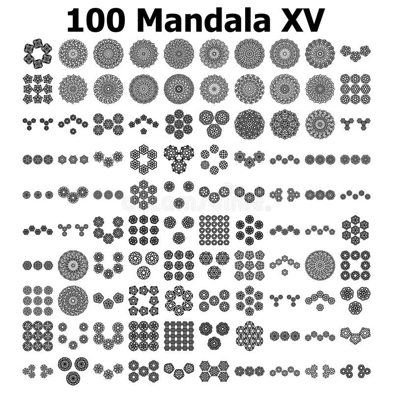Various Pattern Collections - 100. Mandala Pattern Set. Stock Vector ...