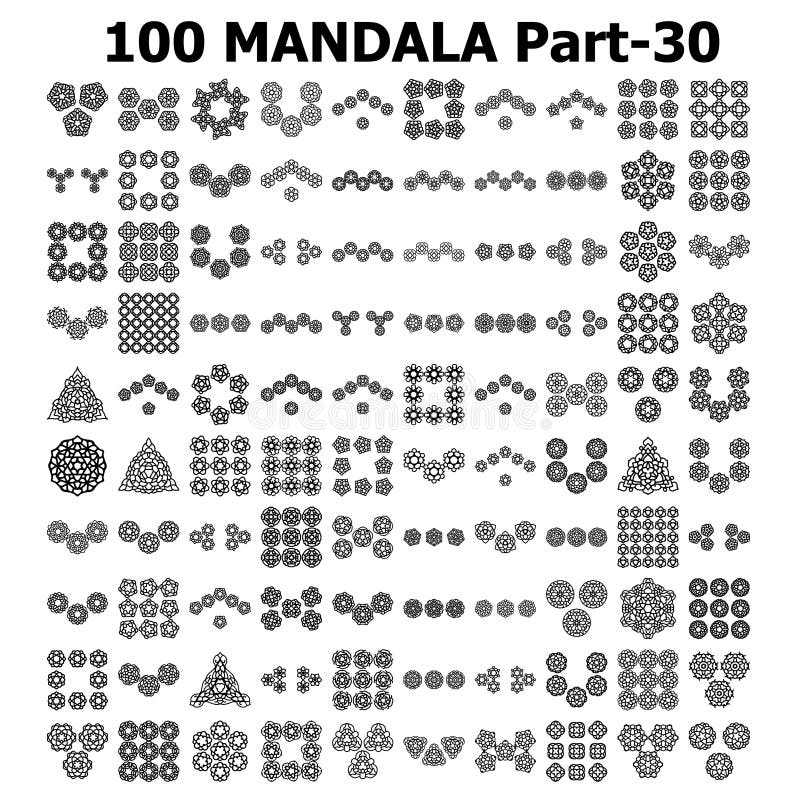 Various Pattern Collections 100 Mandala Pattern Set Doodles Freehand ...