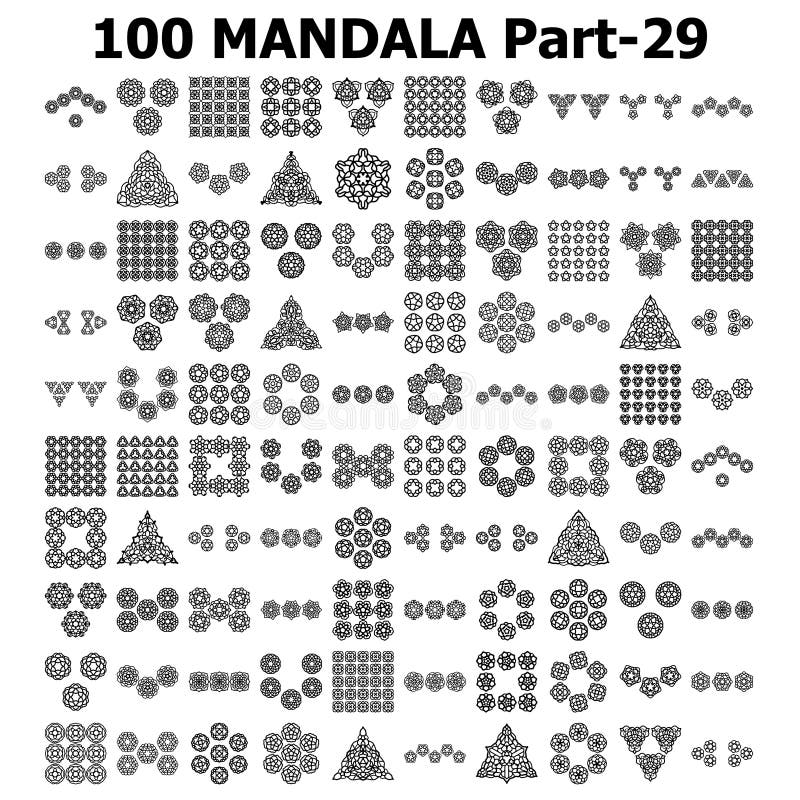 Various Pattern Collections 100 Mandala Pattern Set Doodles Freehand ...