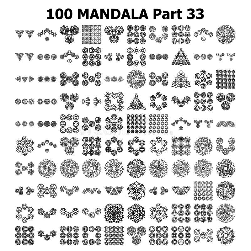 Various Pattern Collections 100 Mandala Pattern Set Doodles Freehand ...