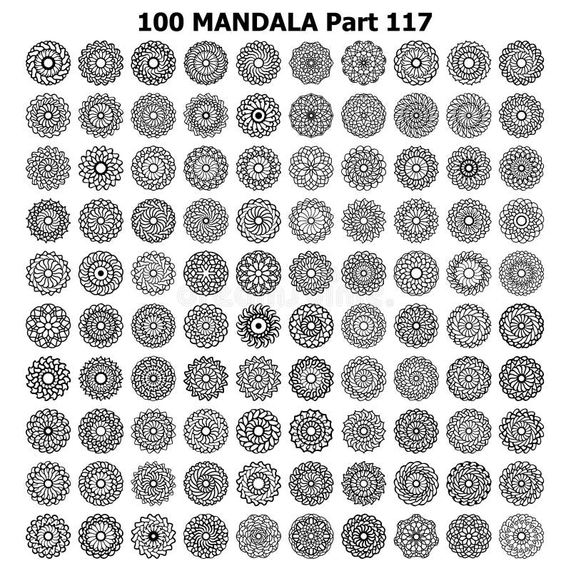 Various Mandala Collections 100 Ethnic Mandala Line Pattern Set Doodles ...