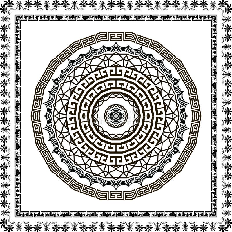 Mandala. Ancient Round Zigzag Ornament. Vector Isolated Meander Pattern ...