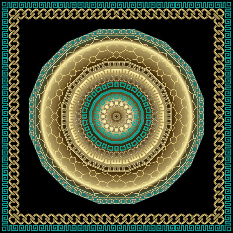 Mandala. Ancient Round Zigzag Ornament. Vector Isolated Meander Pattern ...