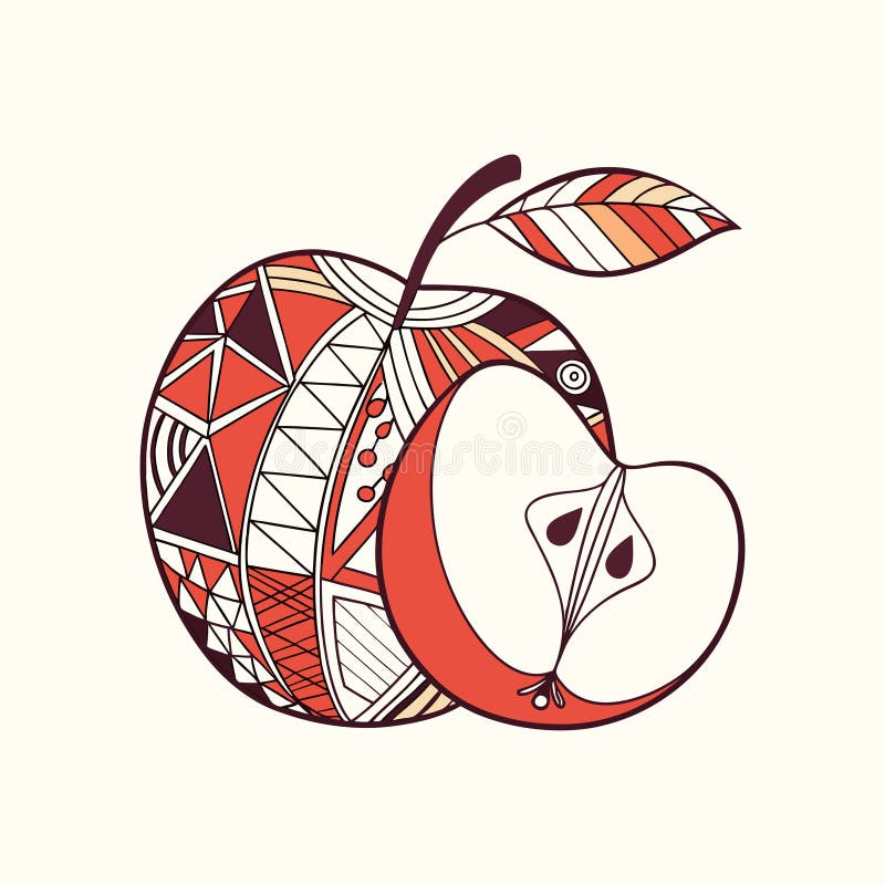 A Mandala Apple Illustrator Stock Vector - Illustration of engraved ...