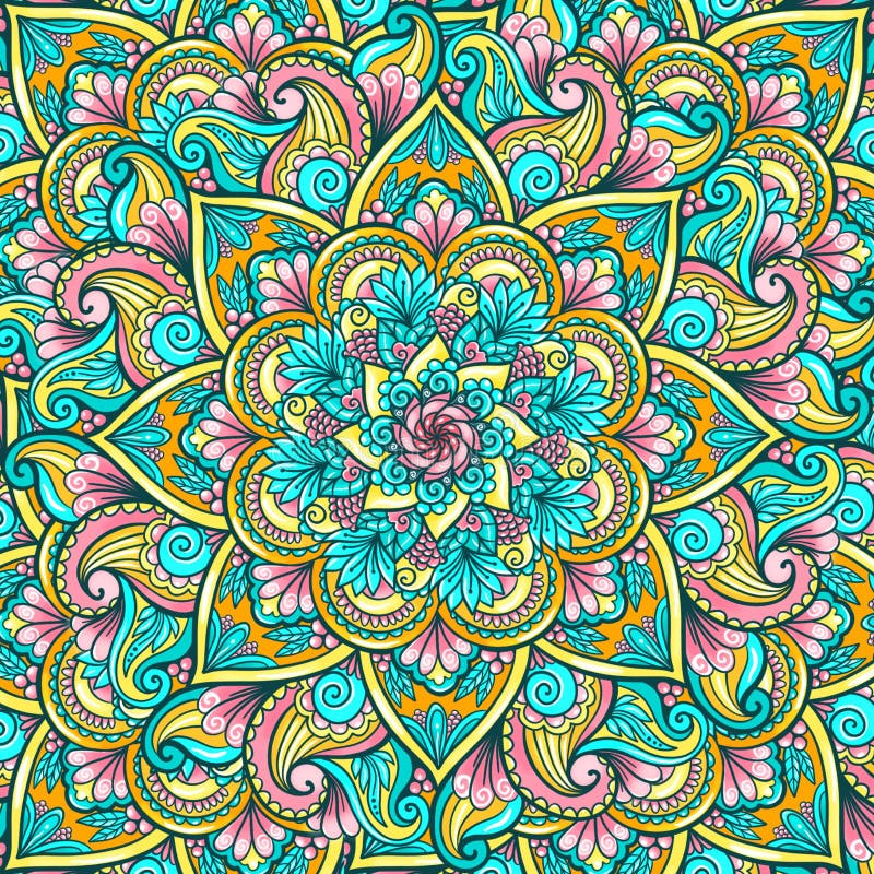 Mandala Art Ornamental Colorful Square Shape Illustration, Mandala ...