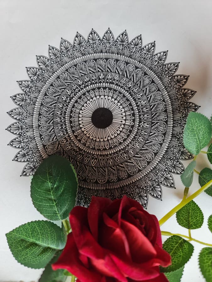Mandala Art Picture by Handmade Stock Photo - Image of flower, iron ...
