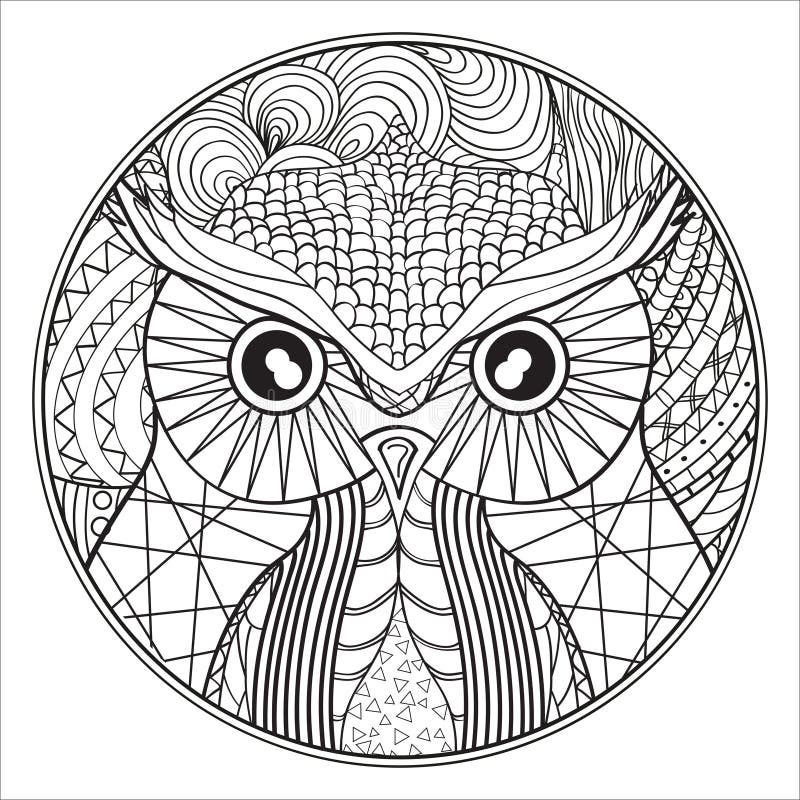 Mandala avec le hibou illustration de vecteur. Illustration du couleur ...