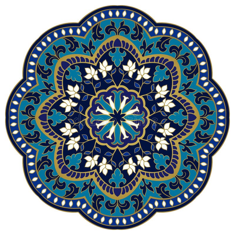 Mandala azul ornamentado ilustração do vetor. Ilustração de rico ...