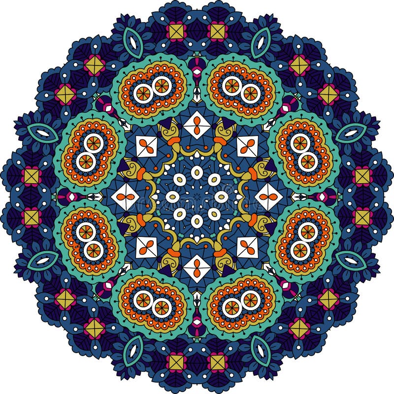 Mandala azul y verde ilustración del vector. Ilustración de verde ...