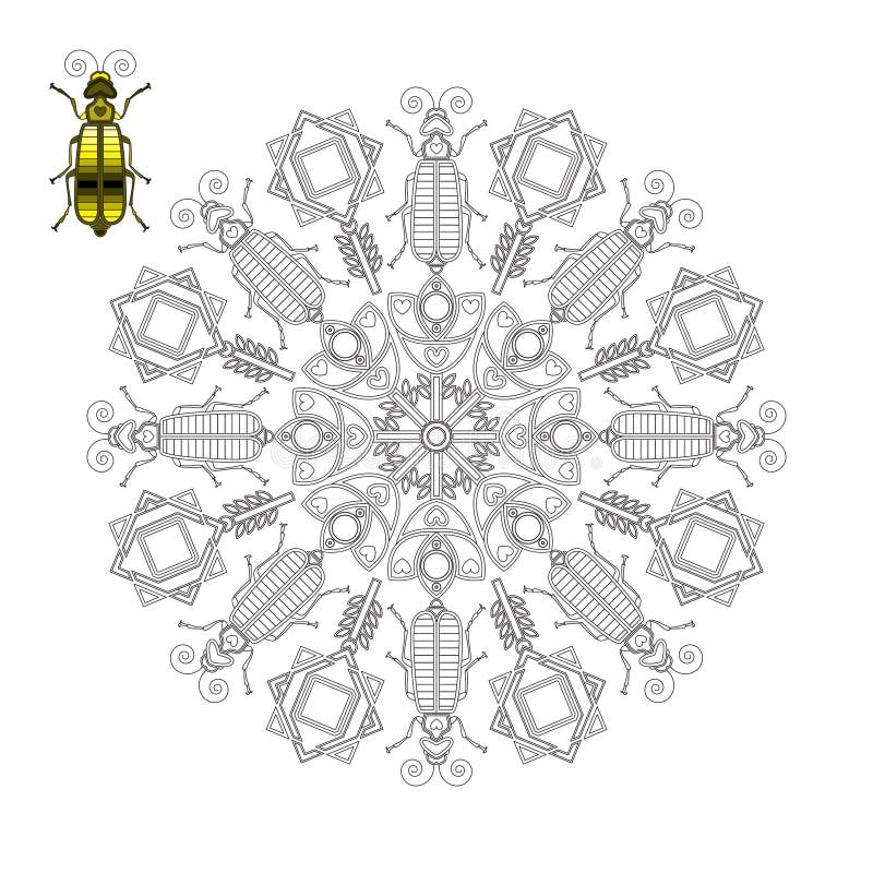 The Mandala with a Beautiful Bug. Stock Vector - Illustration of ...