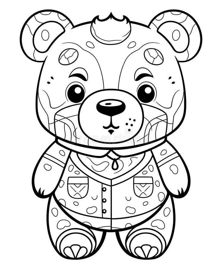 Mandala, Black and White Illustration for Coloring Animals, Bear. Stock ...