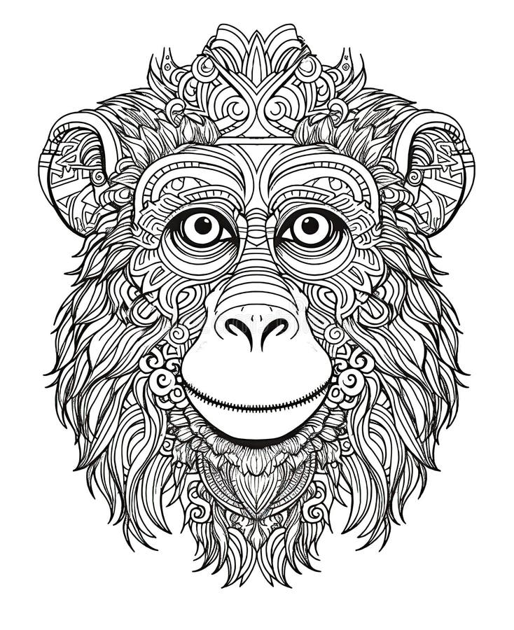 Monkey Adult Mandala Stock Illustrations – 165 Monkey Adult Mandala ...