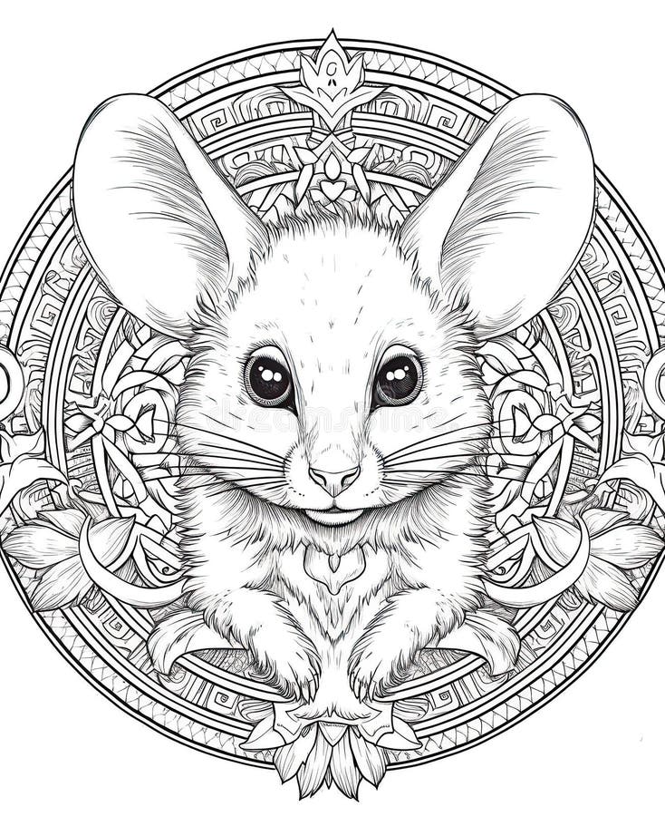 Mandala with Mouse and Cheese, Creative Coloring Page for Kids Activity ...
