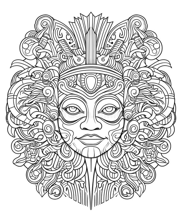 Mandala, Black and White Illustration for Coloring Animals, Jaguar ...
