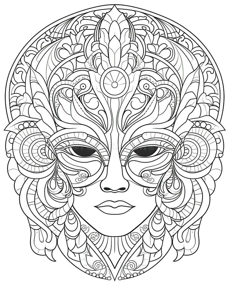 Mandala, Black and White Illustration for Coloring Animals, Jaguar ...