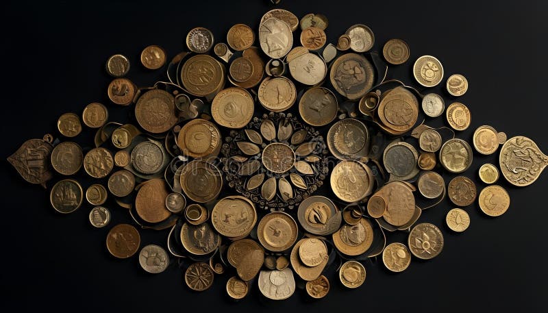 Mandala of Coins on Velvet: a Symbol of Unity and Prosperity Stock ...