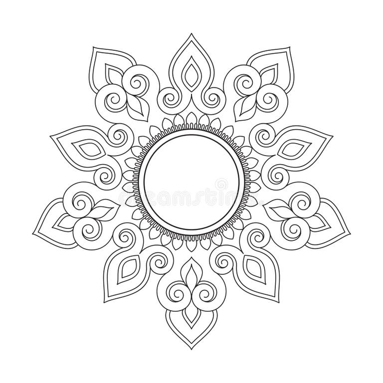 Mandala Coloring Art Focus on Floral Designs Stock Vector ...