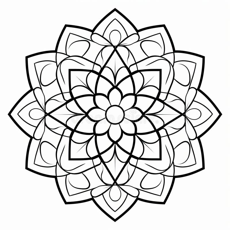 Abstract Flower Mandala Coloring Page: Simplistic, Realistic, Positive ...