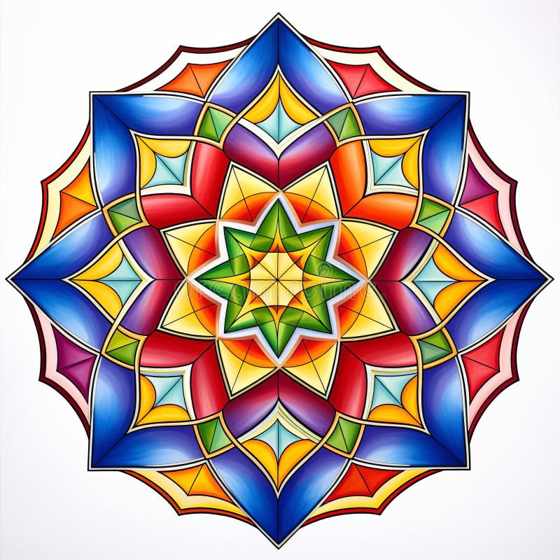 Hexagram Mandala Coloring Page - Intricate Design for Relaxation Stock ...