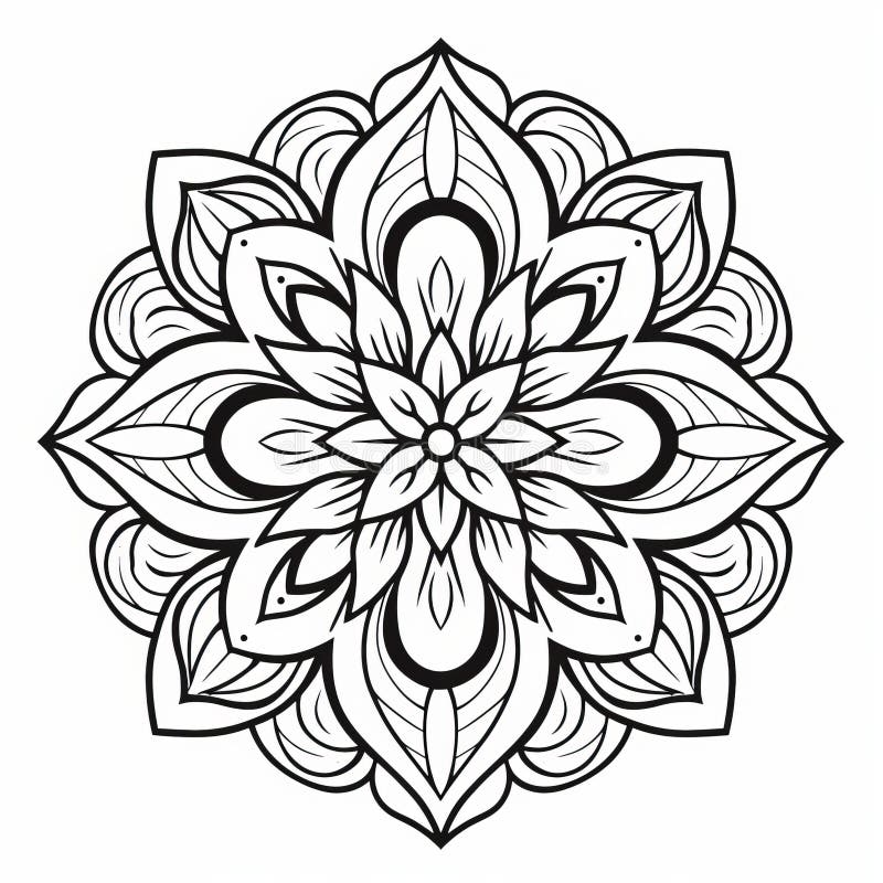 Stunning Mandala Black and White Coloring Pages Stock Illustration ...