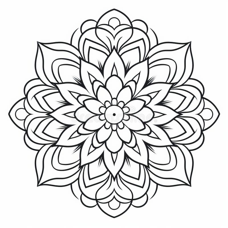 Refined Technique: Simple Flower Mandala Coloring Pages Stock ...