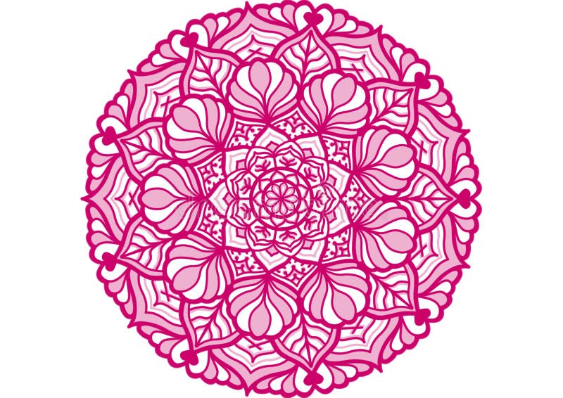 Mandala Cor-de-rosa Com Cor Rosa Ilustração Stock - Ilustração de ...