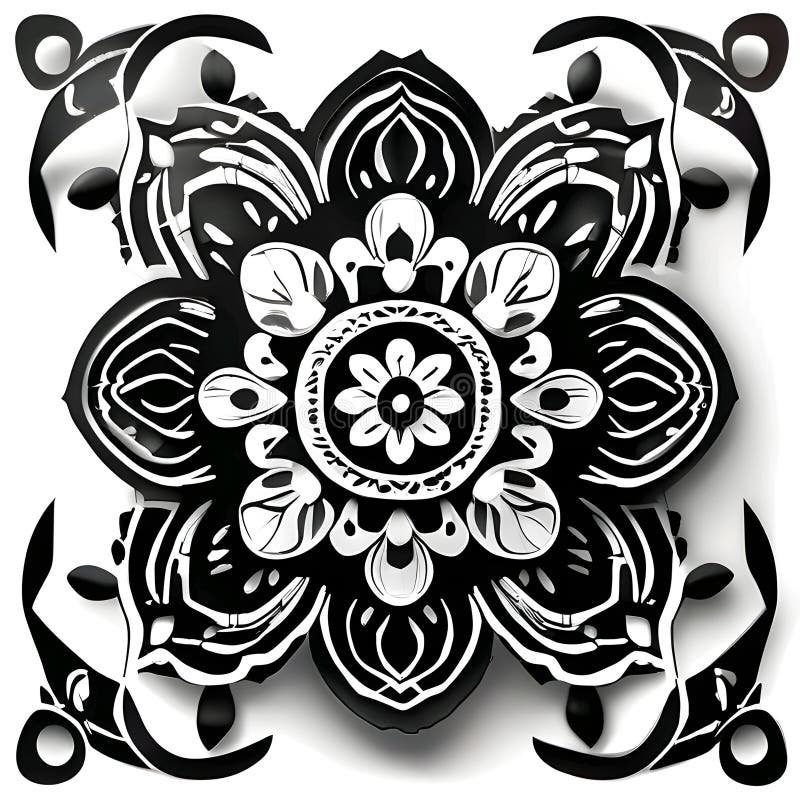 A Mandala Design Featuring Intricate Patterns Arranged in a Square ...