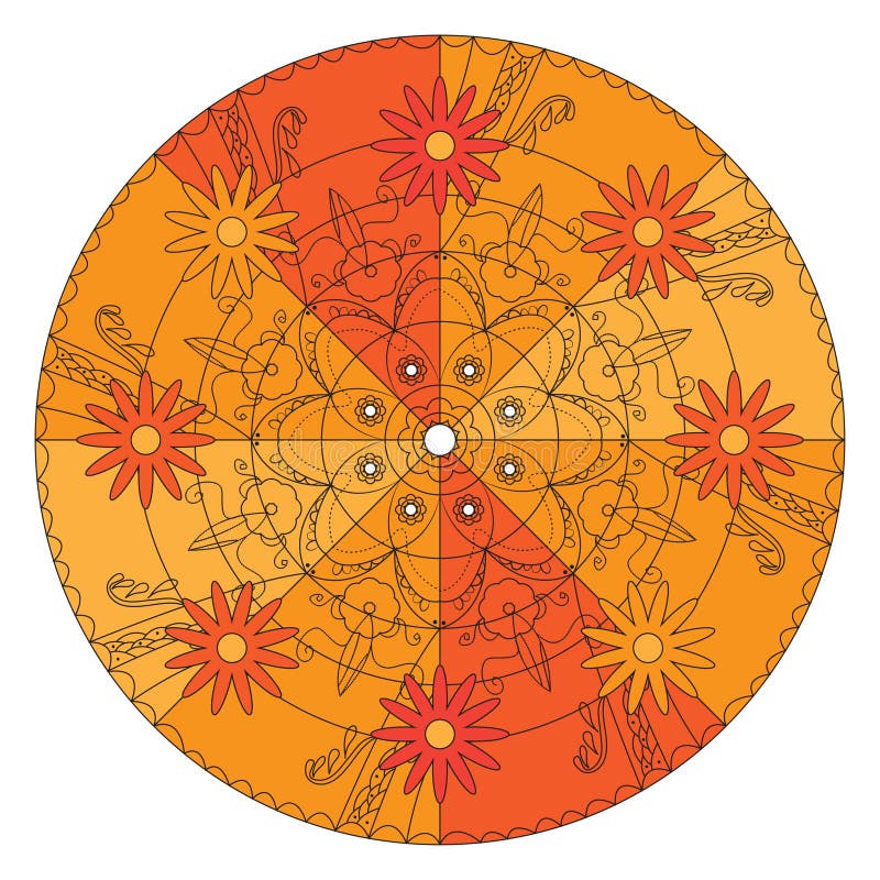 Mandala stock vector. Illustration of india, orange, pattern - 91644184