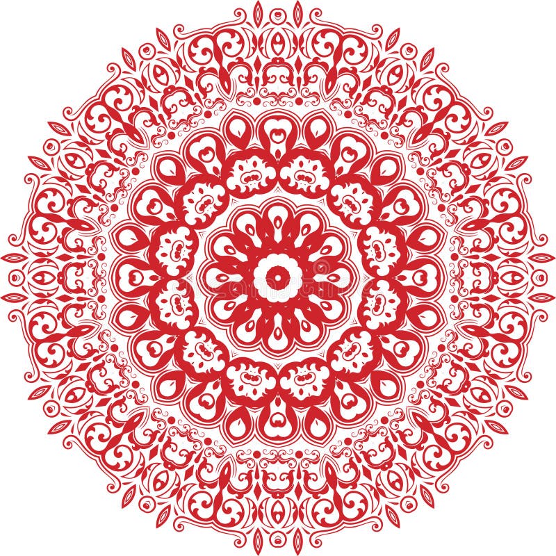 Mandala Design in a White Background.Red Color Decorative Design Stock ...