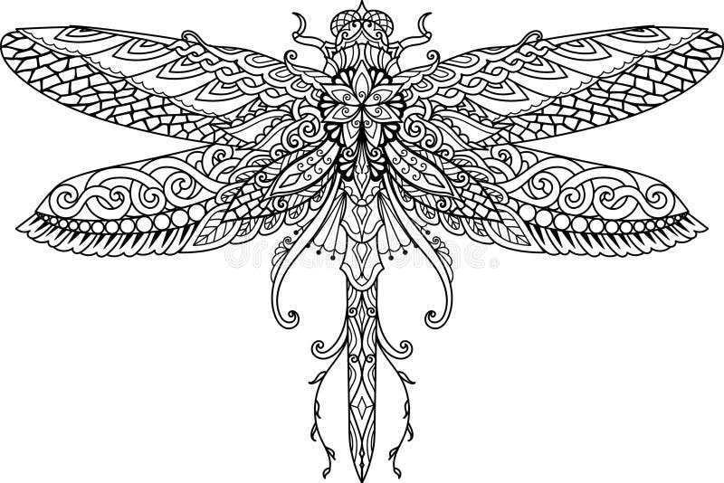 Mandala Dragonfly for Coloring, Engraving, Printing and so on. Vector ...