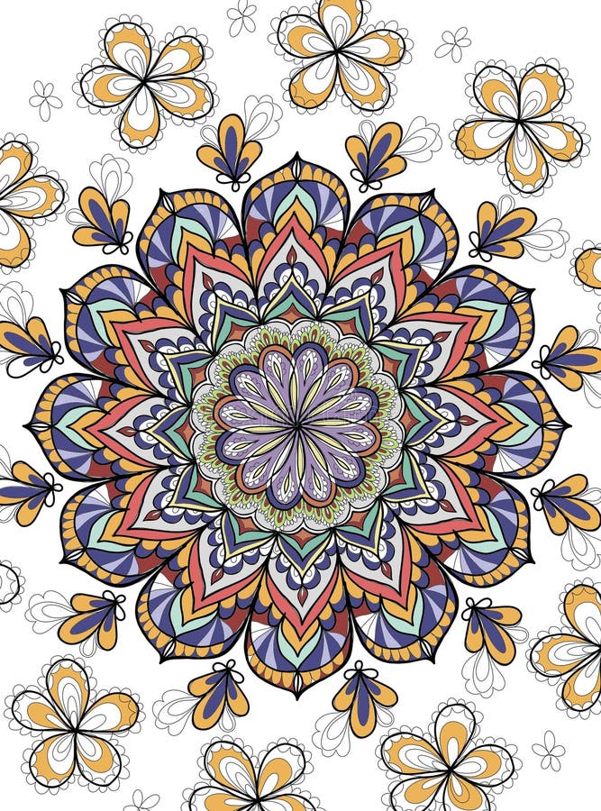 Mandala Eastern Dawn Coloring Hand Drawn Drawing of Elements in a ...