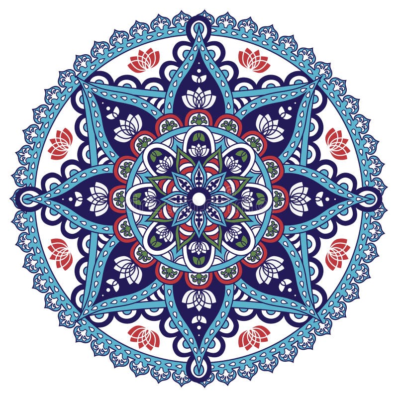 Mandala En Colores Azules Y Marrones Ilustración del Vector ...