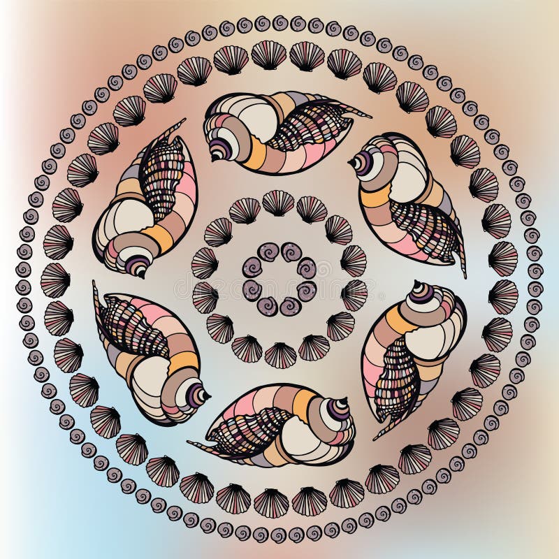 Mandala Fait De Coquillages Illustration de Vecteur - Illustration du ...