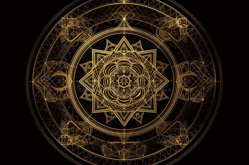 Mandala Surrounded by Sacred Geometry, with Golden Ratio and Divine ...