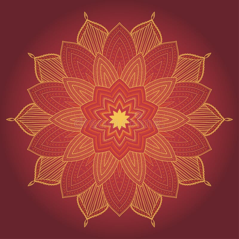 Mandala. Flor Dibujada Mano Hermosa. Ilustración del Vector ...