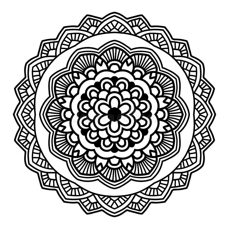 Mandala Floral D'isolement Sur Le Fond Blanc Élément Décoratif Tiré Par ...