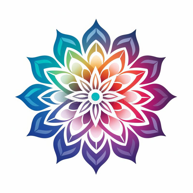 Minimalistic Mandalas Flower Icon Pattern on White Background Stock ...