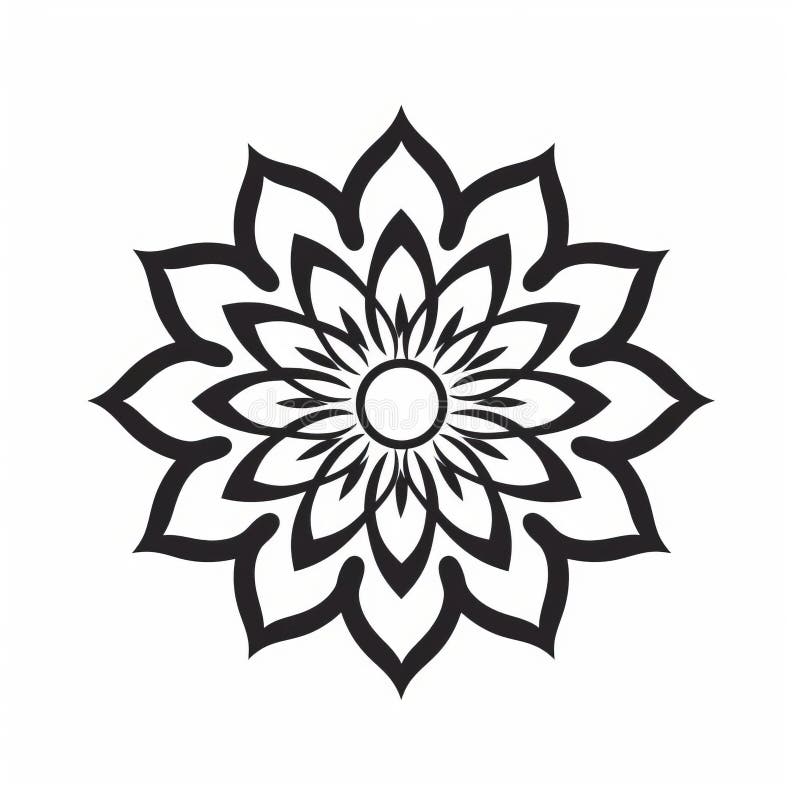 Minimalistic Mandalas Flower Icon Pattern on White Background Stock ...