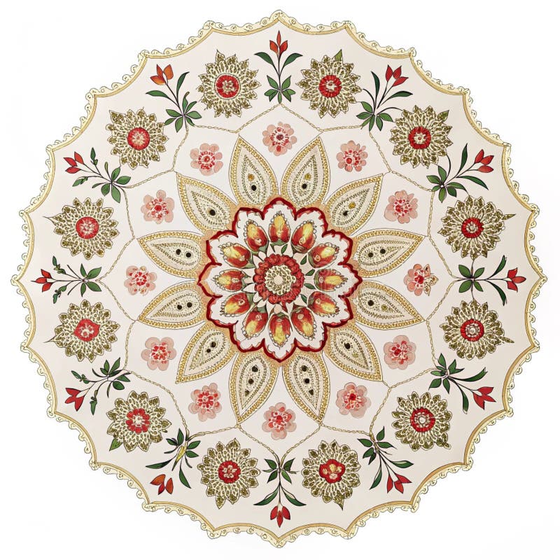 Mandala Fractal Design Element with Flower Pattern Isolated on White ...