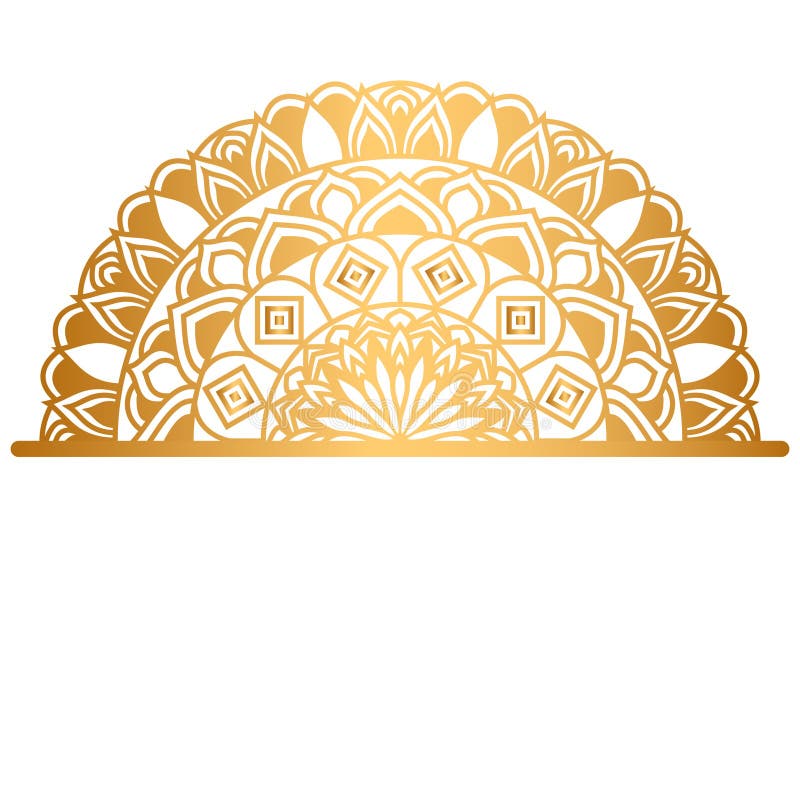 Mandala Frame Indian Pattern Islamic Ornament Gold Color Stock Vector ...