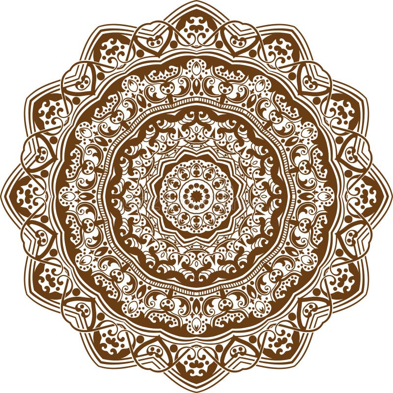 Deep Brown Color Mandala in a White Background.Lace Pattern Design ...